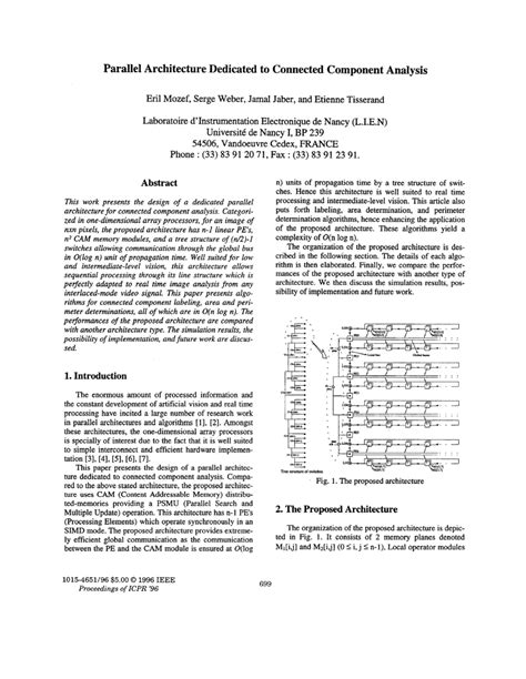 Pdf Parallel Architecture Dedicated To Connected Component Analysis