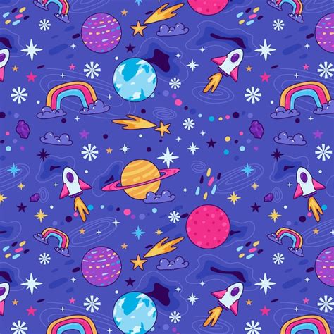 Free Vector Hand Drawn Space Pattern Design