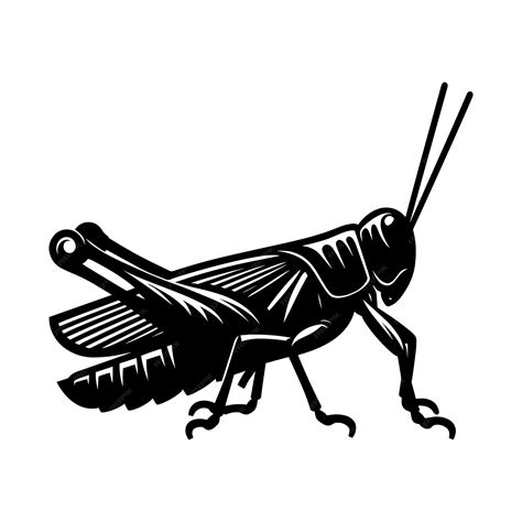 Grasshopper Silhouette Isolated On A White Background Minimalist