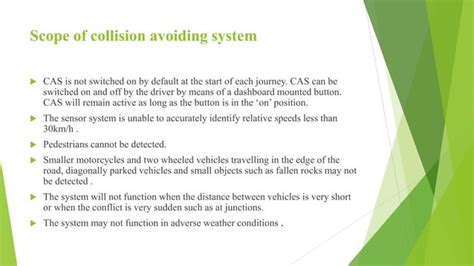 Collision Avoidance System Automobile Technology Safety Systems In Car Pdf