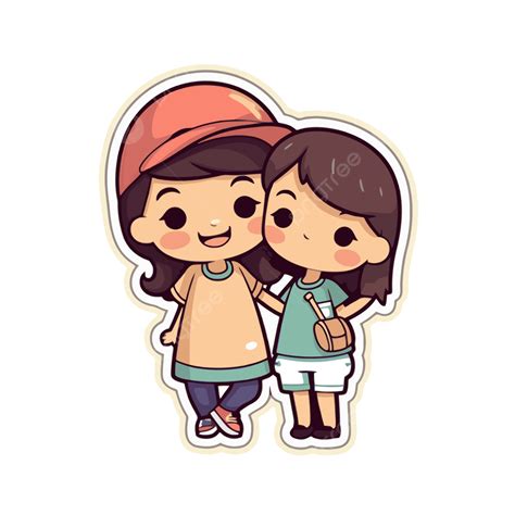 서로 클립 아트를 들고 두 만화 친구 벡터 고립 된 만화 좋은 친구와 스티커 디자인 상표 Png 일러스트 및 벡터 에 대한 무료 다운로드 Pngtree