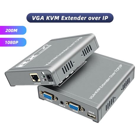 200m Vga Kvm Extender Over Ip Rj45 Ethernet Cat5e6 Cable Vga Usb Kvm