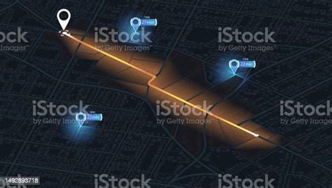 매핑 기술 대시보드 Gps 추적 지도를 탐색하여 도시 거리의 움직임을 보여줍니다 장식적인 그래픽 관광 지도입니다 추상적인 교통 배경 벡터 그림 개념에 대한 스톡 벡터 아트