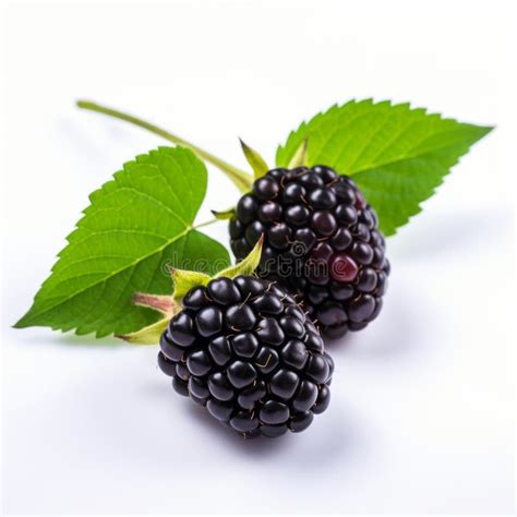 Innovative Blackberries On White Background Crisp And Dark Purple Stock Illustration