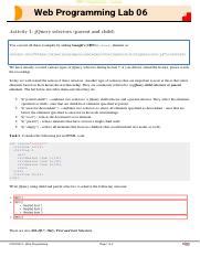 Exploring JQuery Selectors In Web Programming Lab Course Hero