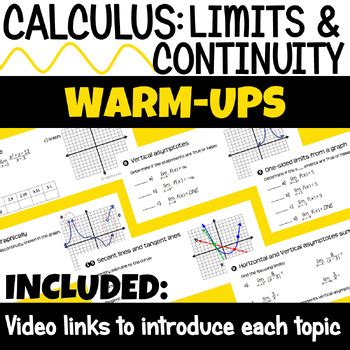AP Calculus Limits And Continuity Warm Ups By Algebra And Beyond