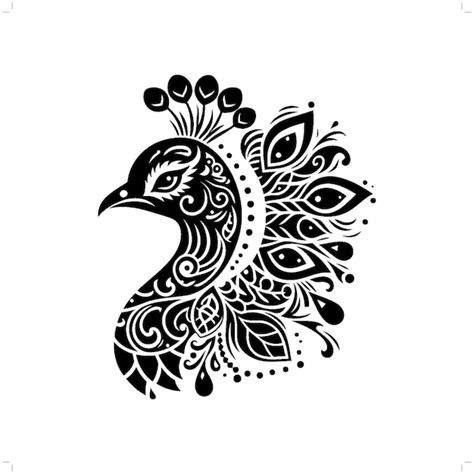 Premium Vector Peacock Silhouette In Bohemian Boho Nature Illustration