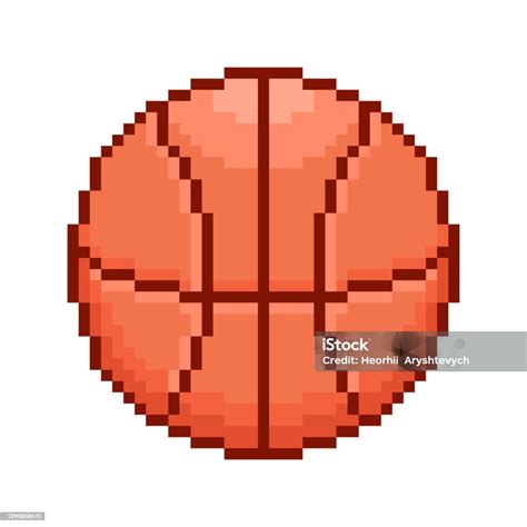빨간 농구공의 간단한 벡터 플랫 픽셀 아트 일러스트 레이 션 모자이크 처리에 대한 스톡 벡터 아트 및 기타 이미지 모자이크