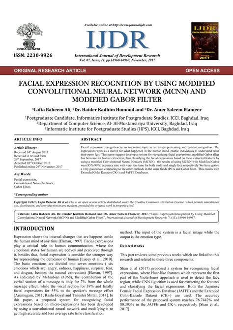 Pdf Facial Expression Recognition By Using Modified Convolutional