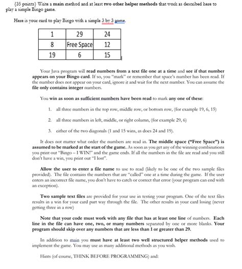 Solved 35 Points Write A Main Method And At Least Two