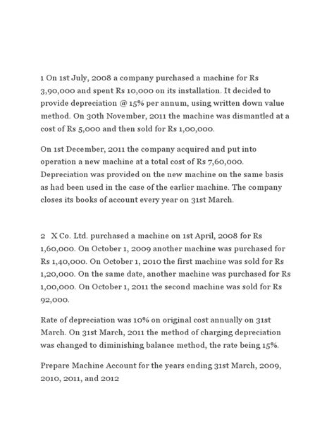 Depreciation Assignment Sums Pdf Depreciation Business