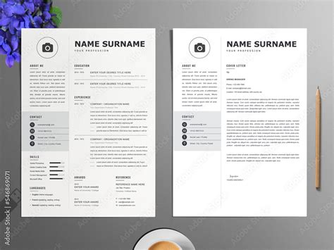 Resume Template Cv Template Layout Clean Stock Vector Adobe Stock