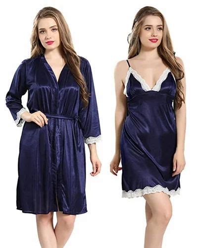 Plain Blue Satin Nightgown Full Sleeve At Rs 299 Set In Mumbai Id