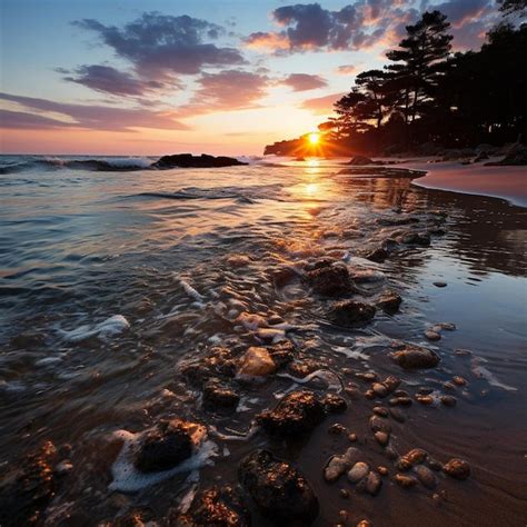 Premium Photo Dusk Delight By The Sea Sunset In The Beach