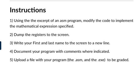 Solved Instructions 1 Using The The Excerpt Of An Asm
