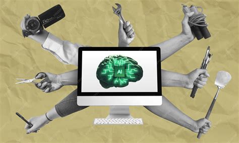 Premium Photo Multitasking Ai Assistant Concept Collage Art Ai Brain