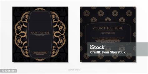 고급 장식이있는 검은 색의 인쇄 디자인 엽서를위한 스퀘어 템플릿 빈티지 패턴초대 카드를 준비하고 있습니다 0명에 대한 스톡 벡터 아트 및 기타 이미지 Istock