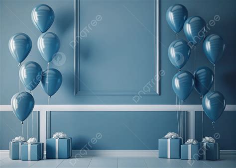 세련된 인테리어에 파란색 풍선 3d 렌더링 파란 풍선 축하 배경 3d 렌더링 배경 일러스트 및 사진 무료 다운로드 Pngtree