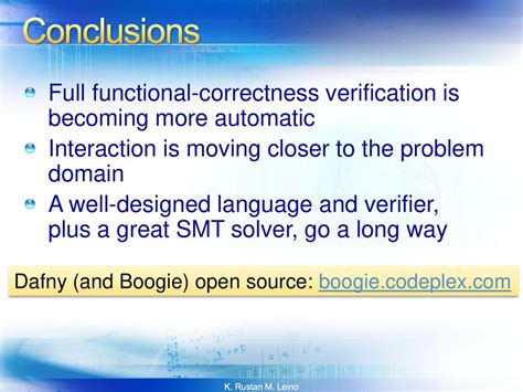 Dafny An Automatic Program Verifier For Functional Correctness Ppt