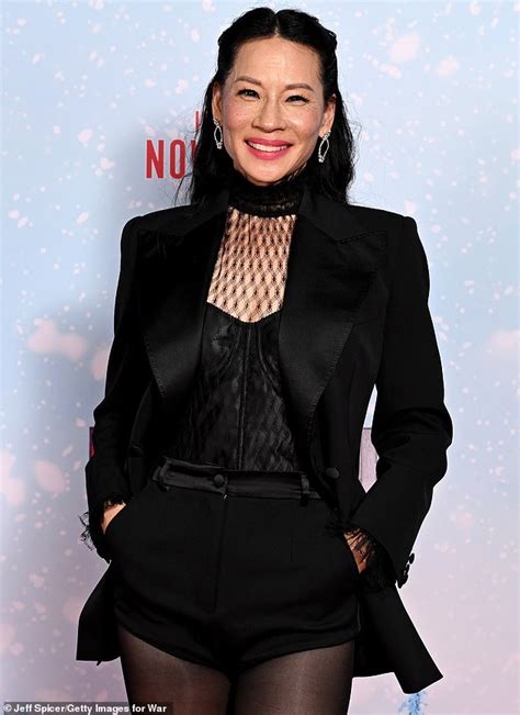 Lucy Liu Flashes Her Legs In Sheer Tights As She Joins Dwayne The Rock
