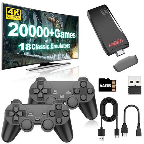Angfa Wireless Retro Game Console Stick Upgrade Retro Video Gaming Stick Built In 20000 Games