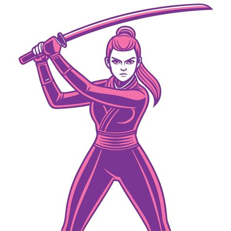 Female Samurai Warrior With Katana Sword 65821819 Vector Art At Vecteezy
