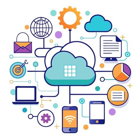 Cloud Computing Network With Devices Documents And Data Premium Ai