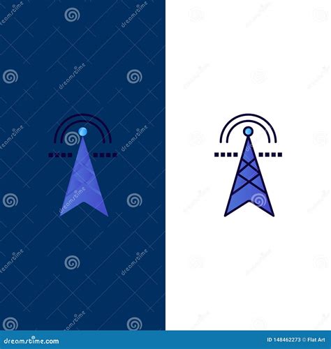 Electric Tower Electricity Power Tower Computing Icons Flat And Line Filled Icon Set Vector