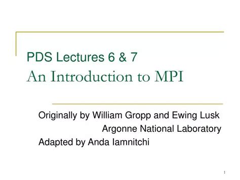 Ppt Pds Lectures 6 And 7 An Introduction To Mpi Powerpoint Presentation