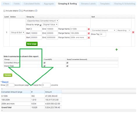 grouping and sorting tab analytic reporting tool btactic open