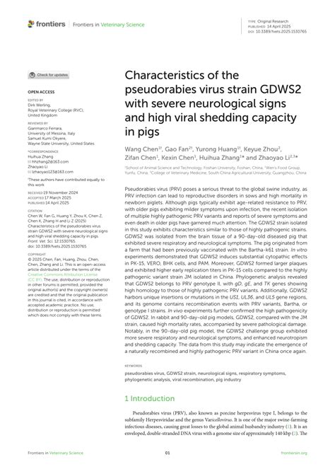 Pdf Characteristics Of The Pseudorabies Virus Strain Gdws2 With Severe Neurological Signs And