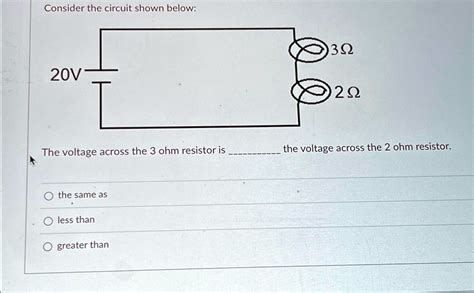 Solved Consider The Circuit Shown Below The Voltage Across The 3 Ohm