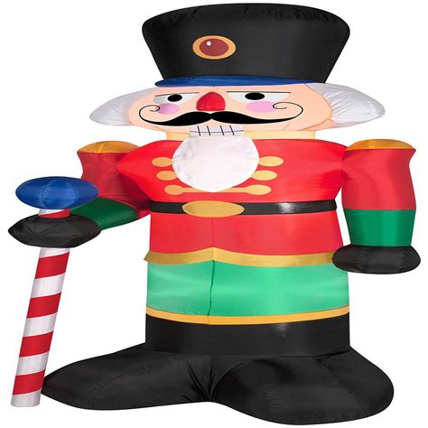 Gemmy Christmas Airblown Inflatable Red Nutcracker 6 5 Ft Tall Multicolored
