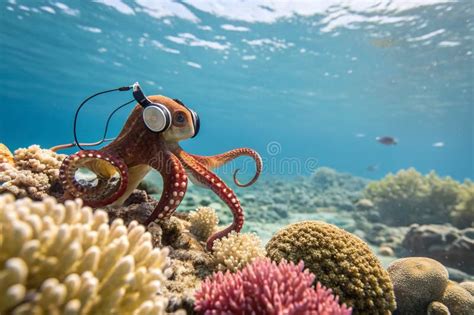 underwater dj octopus a stunning tiltshift perspective of a stylish