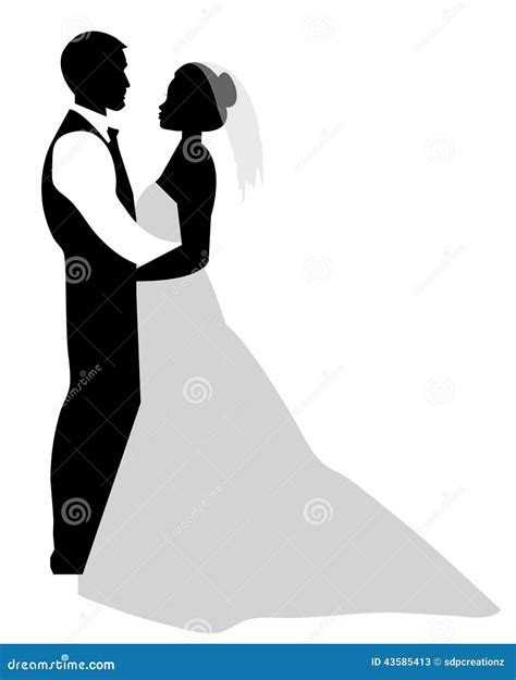 Silueta De Los Pares De La Boda Ilustración Del Vector Ilustración De