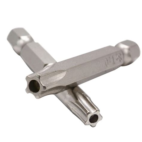 Set Of 7 Nickel Plated 5 Star Bits With Holes 50mm Long Star Bit