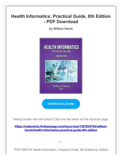 pdf ebook health informatics practical guide 8th edition by william