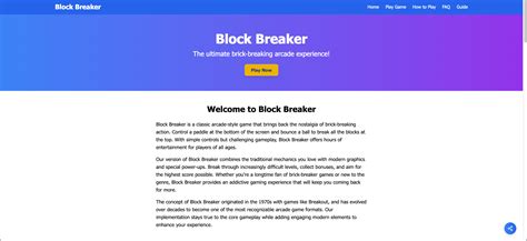 Block Breaker Classic Arcade Brick Breaking Game