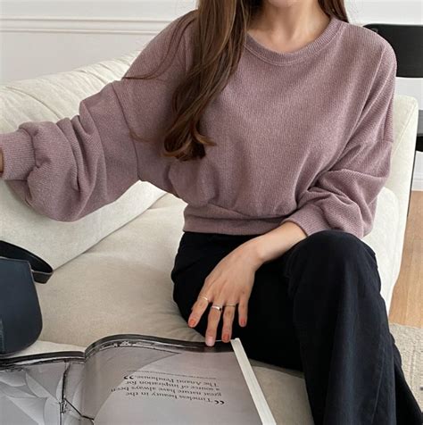 향기렐라 미랜 퍼프맨투맨 골지티셔츠 크롭맨투맨티