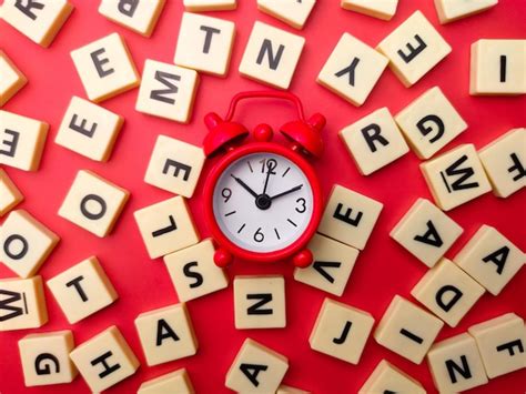 Premium Photo Top View Toys Word And Alarm Clock