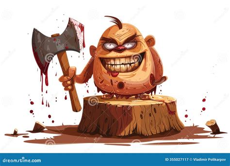 Cartoon Character Standing On A Tree Stump With An Axe Suitable For Various Design Projects