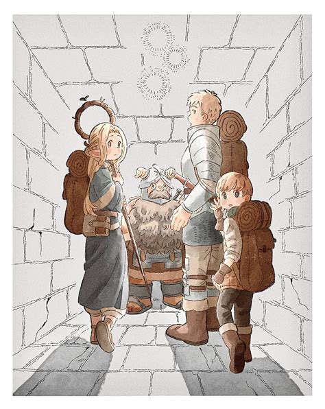 Marcille Donato Laios Touden Senshi And Chilchuck Tims Dungeon Meshi Drawn By Moku Itmne26