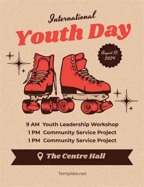 Free International Youth Day Retro Flyer Template To Edit Online