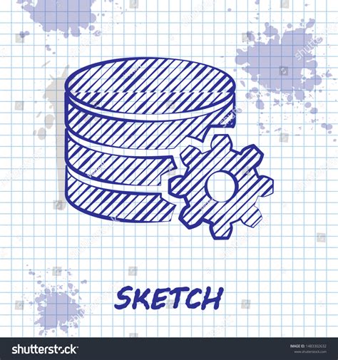 Sketch Line Setting Database Server Icon Vector De Stock Libre De Regalías 1483302632