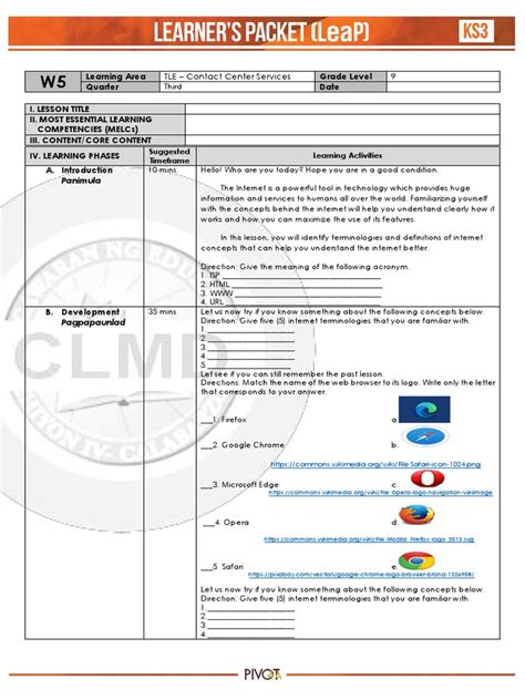 tle ict cs9 w5 pdf world wide web internet and web
