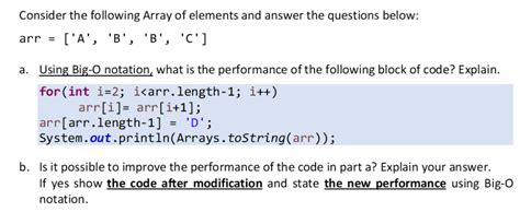 Solved Consider The Following Array Of Elements And Answer Chegg