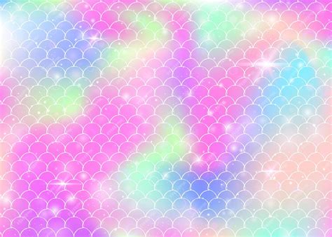 Premium Vector Rainbow Scales Background With Kawaii Mermaid Princess