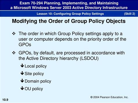 PPT Configure Group Policy Settings For A GPO Modify The Order Of Group Policy Objects