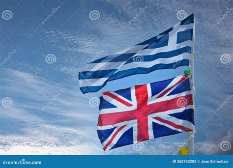 Greek Flag In The Peloponese In Greece Stock Image Image Of Country