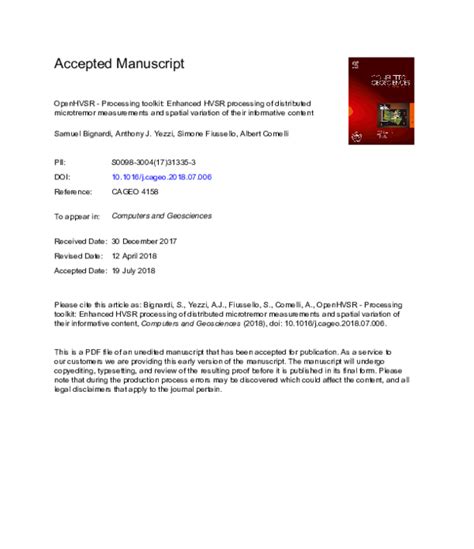 Pdf Openhvsr Processing Toolkit Enhanced Hvsr Processing Of